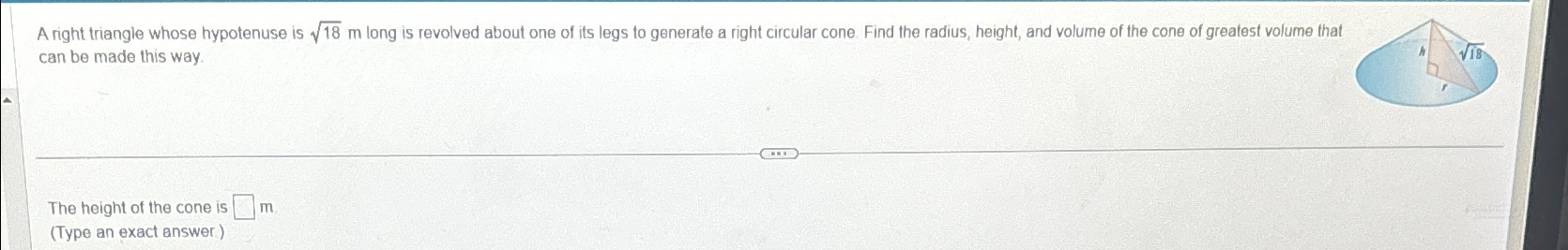 Solved A right triangle whose hypotenuse is 182m ﻿long is | Chegg.com