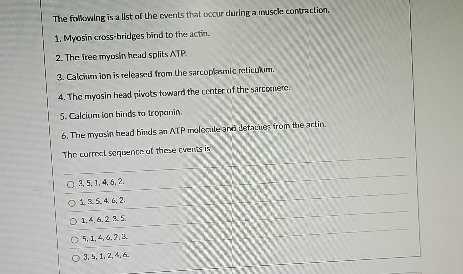 The following is a list of the events that occur | Chegg.com