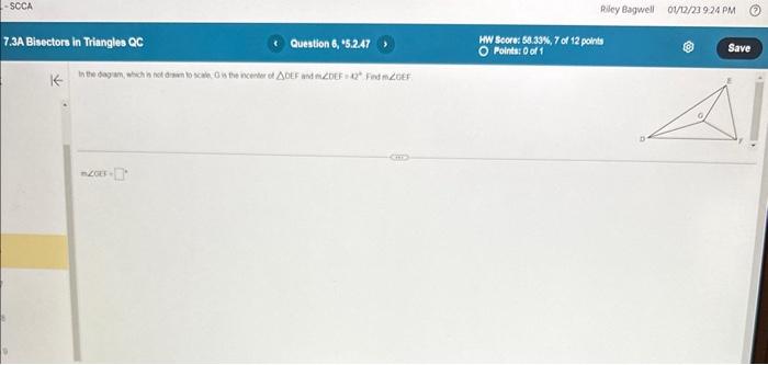 Solved −5CCA Rilcy Bogwell 02/2/23924 PM 7.3A Bisectors in | Chegg.com