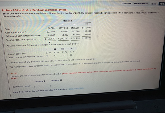 Solved CALCULATOR PRINTER VERSION BACK NEXT Problem 7-5A a, | Chegg.com