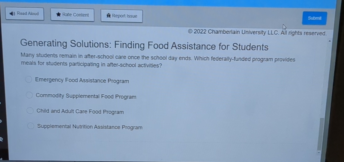 Solved Generating Solutions: Finding Food Assistance for | Chegg.com