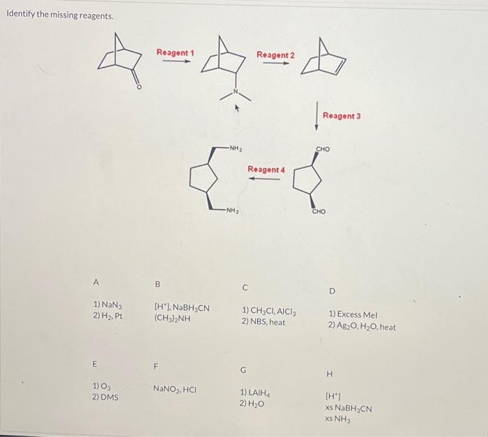 Solved Identify the missing reagents. Reagent 1 de d A 1) | Chegg.com