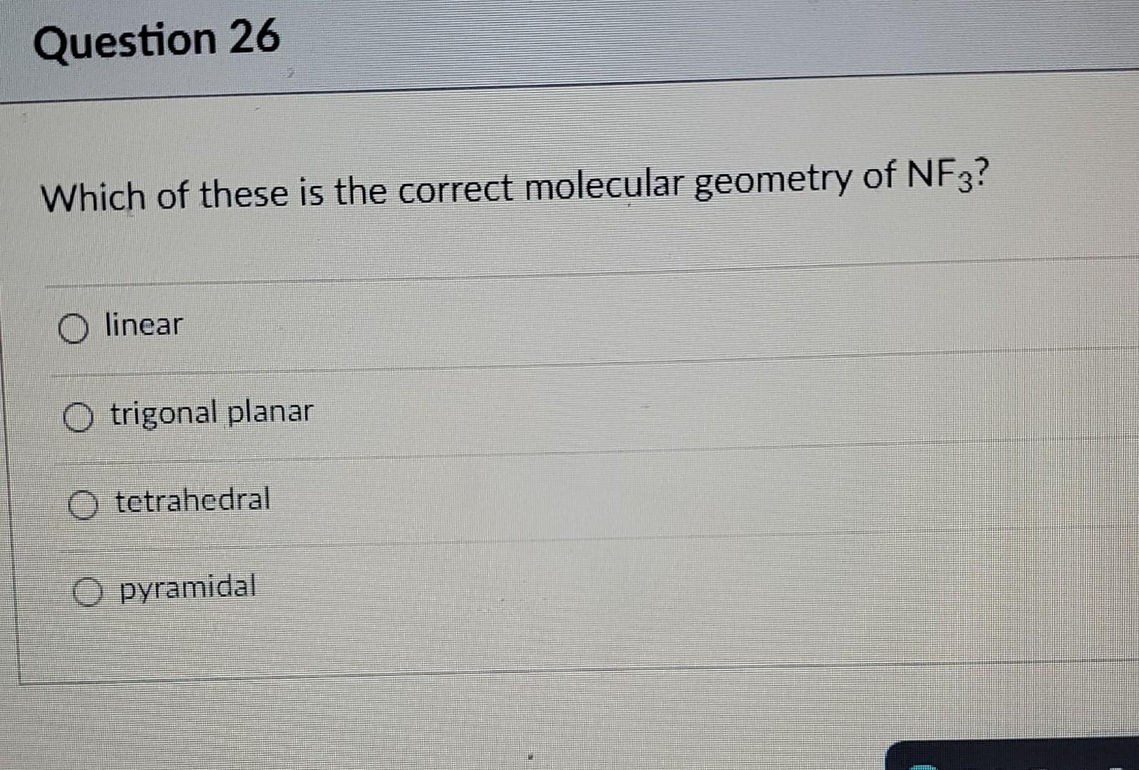 Solved Which of these is the correct molecular geometry of | Chegg.com