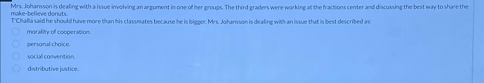 Solved Mrs. ﻿Johansson is dealing with a issue involving an | Chegg.com