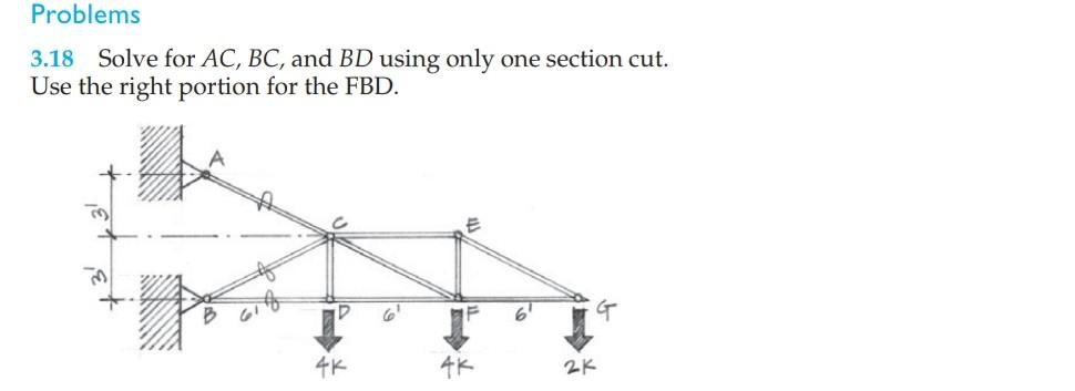 Solved 3.18 Solve for AC,BC, and BD using only one section | Chegg.com