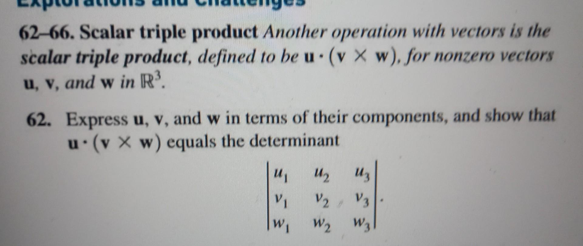 Solved 62-66. Scalar triple product Another operation with | Chegg.com