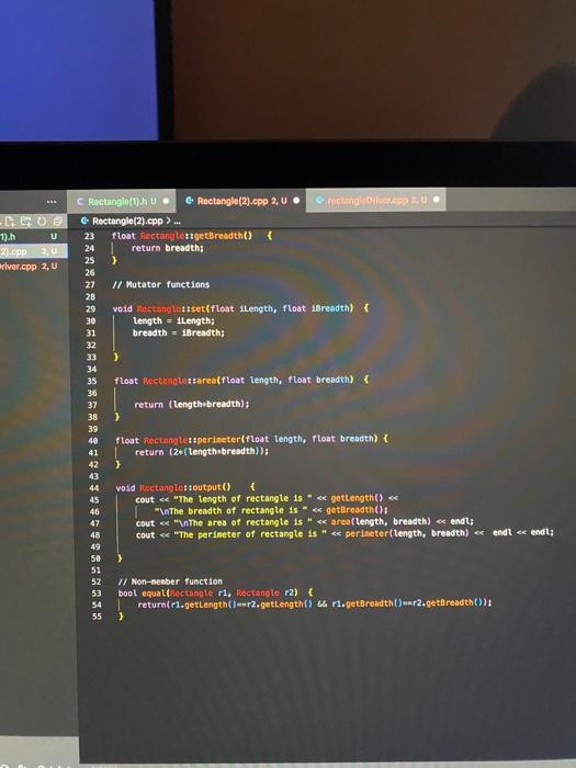Solved Start : use the rectangle interface, implementation, | Chegg.com