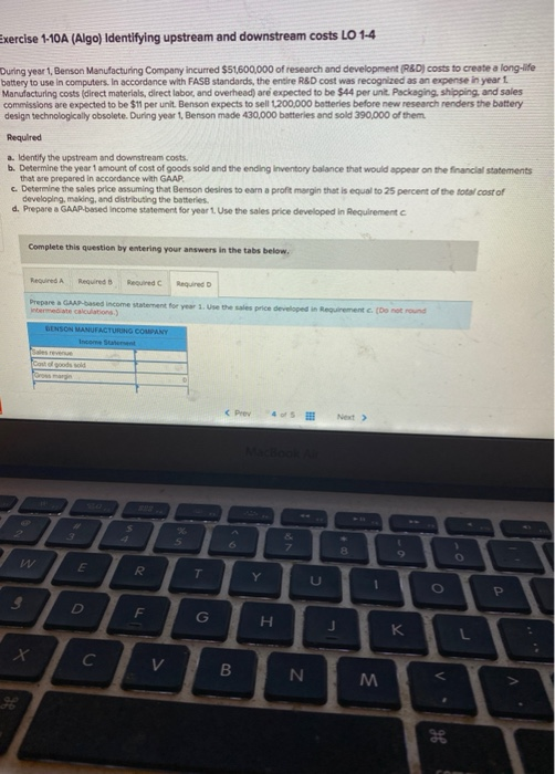 Solved Exercise 1-10A (Algo) Identifying upstream and | Chegg.com