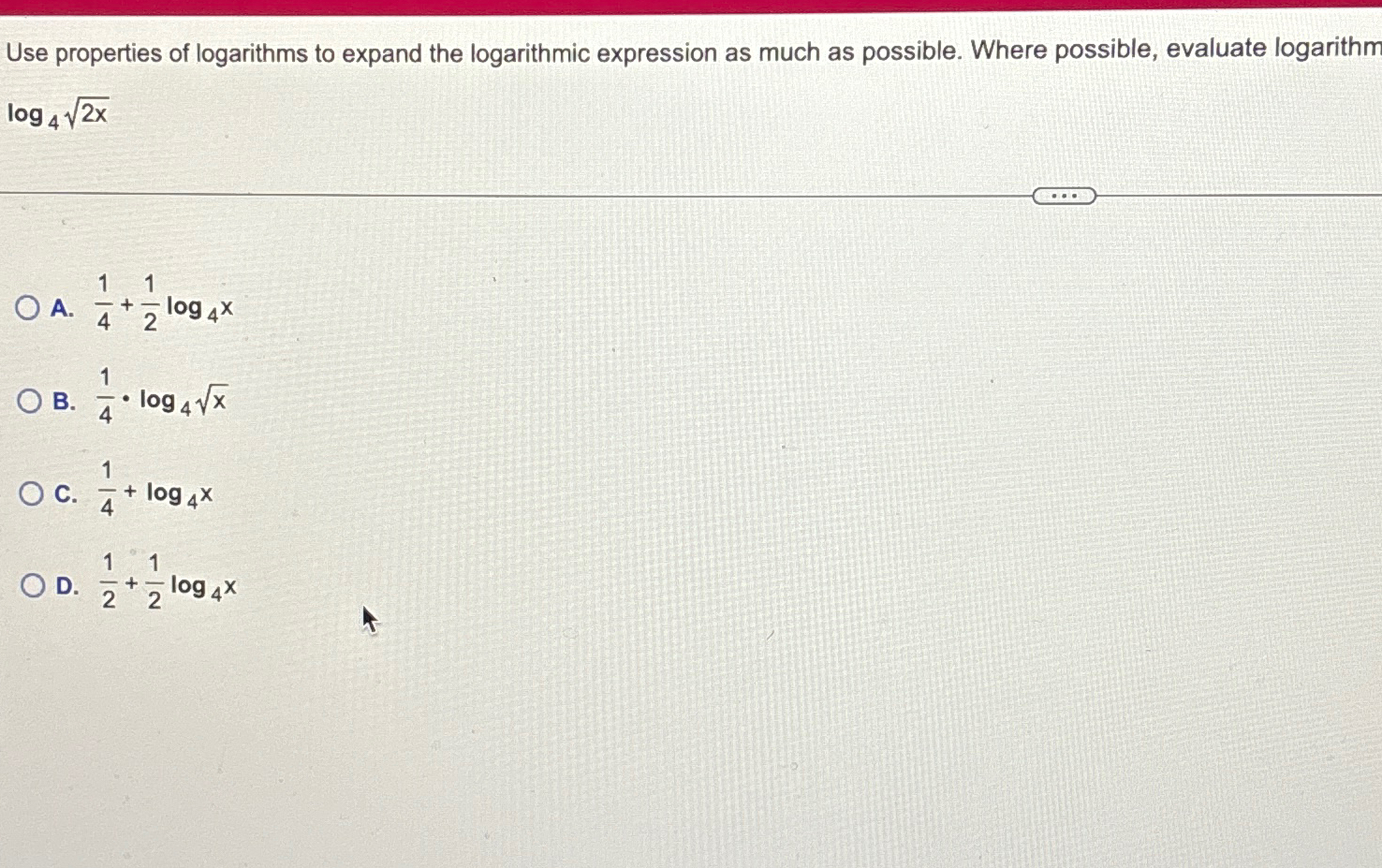 Solved Use properties of logarithms to expand the | Chegg.com