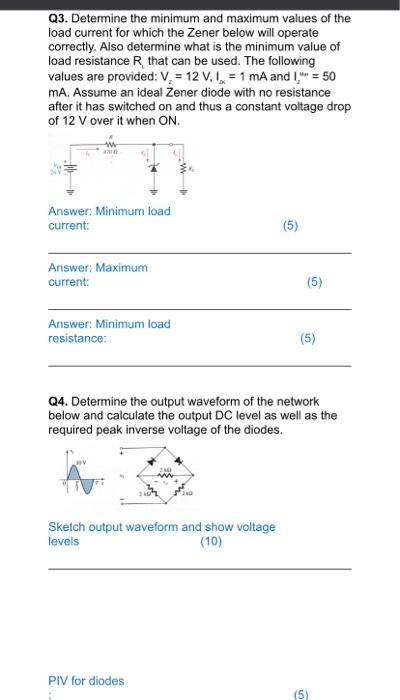 Solved Q3. Determine the minimum and maximum values of the | Chegg.com