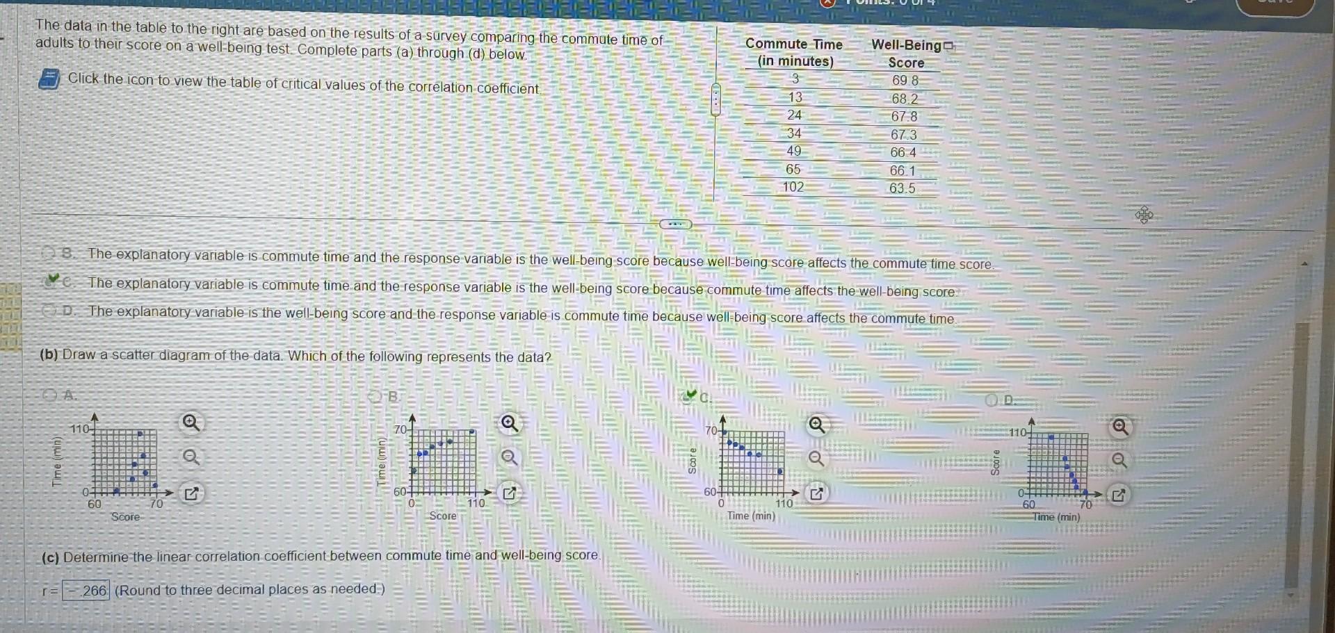 Solved 3. The explanatory variable is commute time and the | Chegg.com