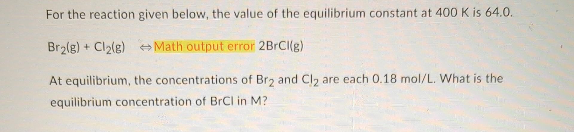 Solved For the reaction given below, the value of the | Chegg.com