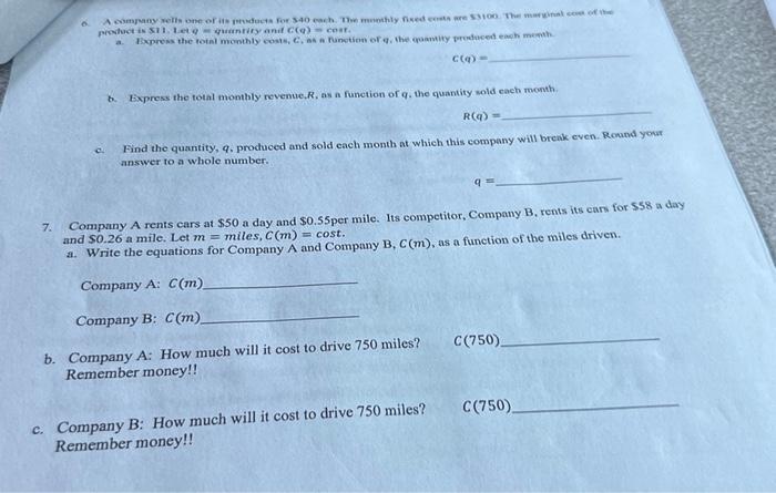 Solved cost and revenue | Chegg.com