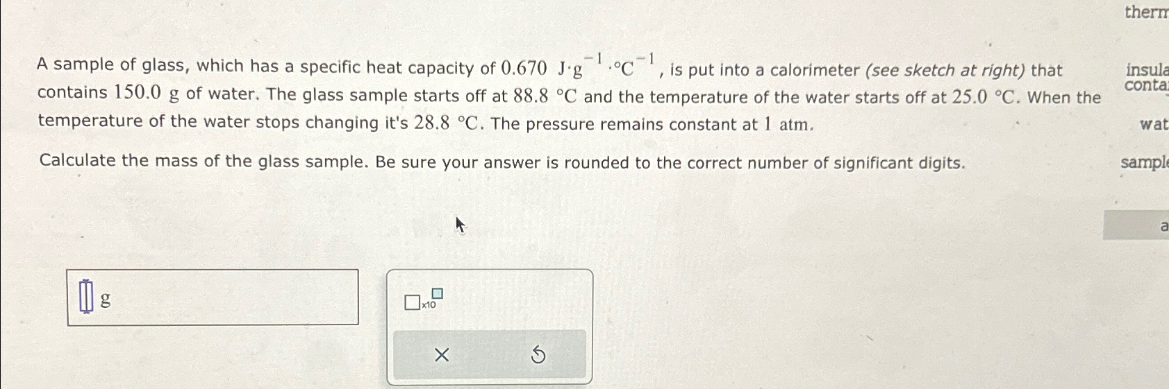Solved A sample of glass, which has a specific heat capacity | Chegg.com
