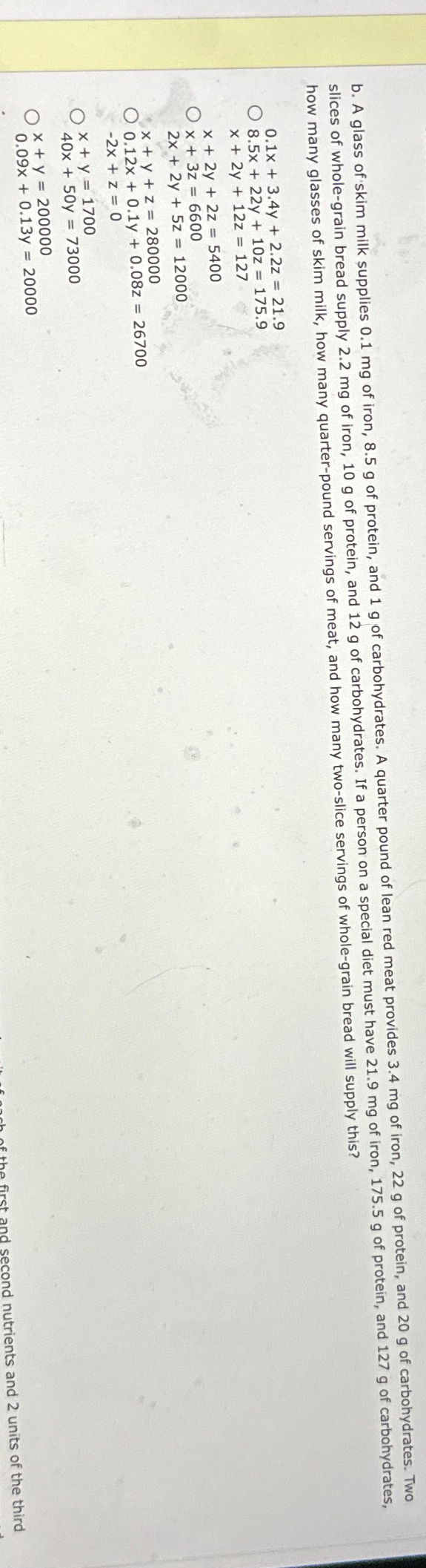 Solved b. ﻿A glass of skim milk supplies 0.1mg ﻿of iron, | Chegg.com