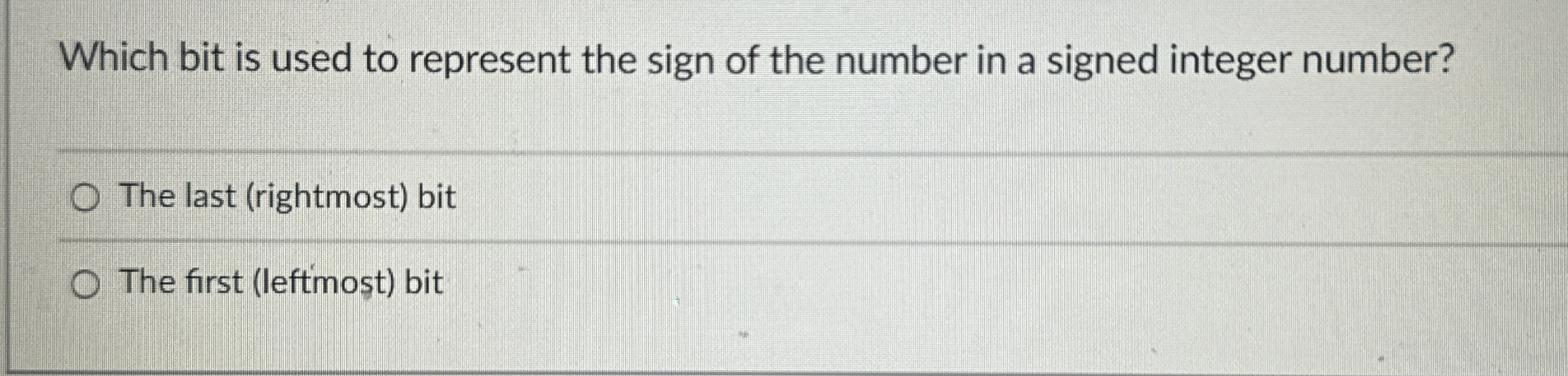 Solved Which bit is used to represent the sign of the number | Chegg.com
