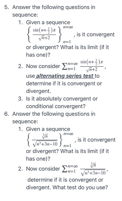 Solved 5. Answer the following questions in sequence: 1. | Chegg.com
