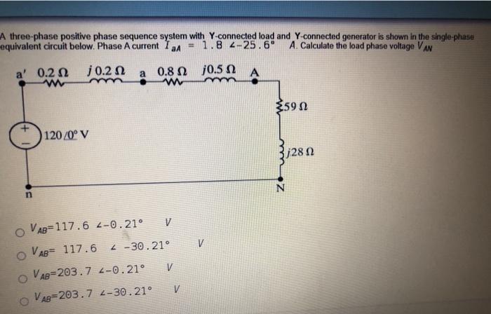 Solved A three-phase positive phase sequence system with | Chegg.com