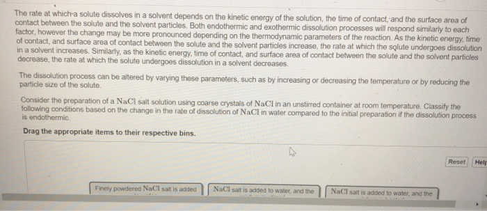 Solved The rate at which a solute dissolves in a solvent | Chegg.com