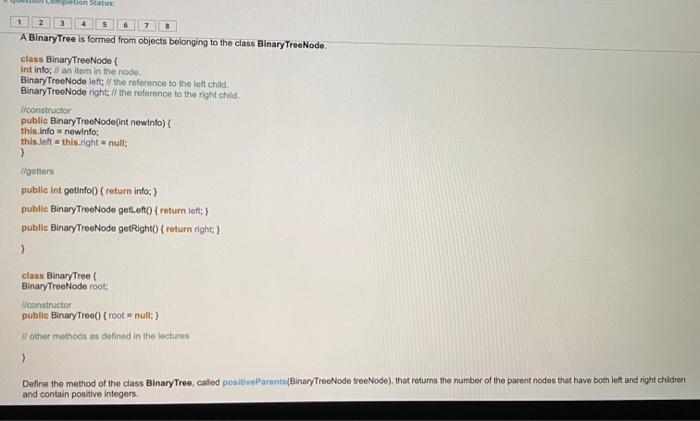 Solved Completion Status: 2 3 7 8 A Binary Tree is formed | Chegg.com