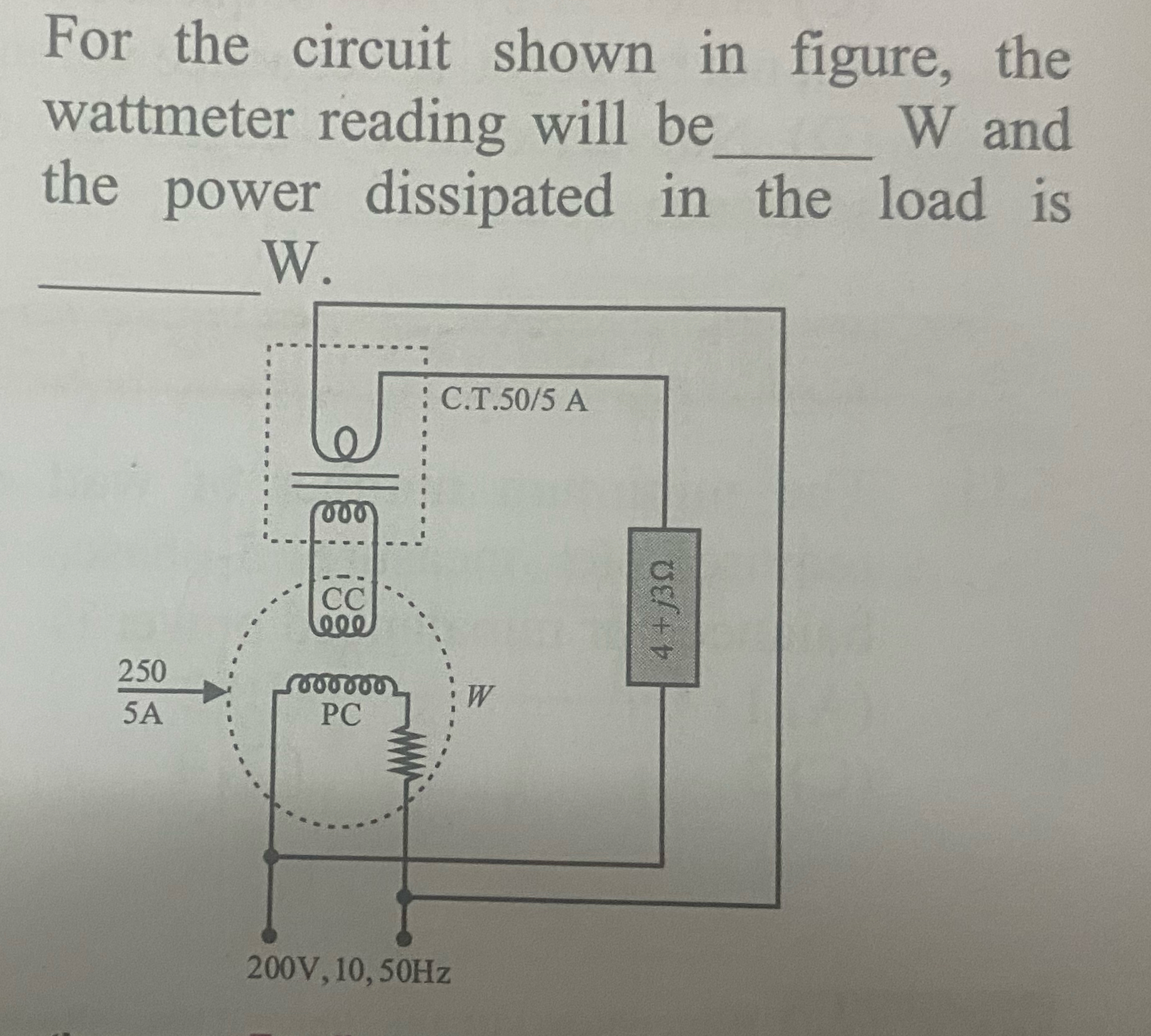 Solved For the circuit shown in figure, the wattmeter | Chegg.com