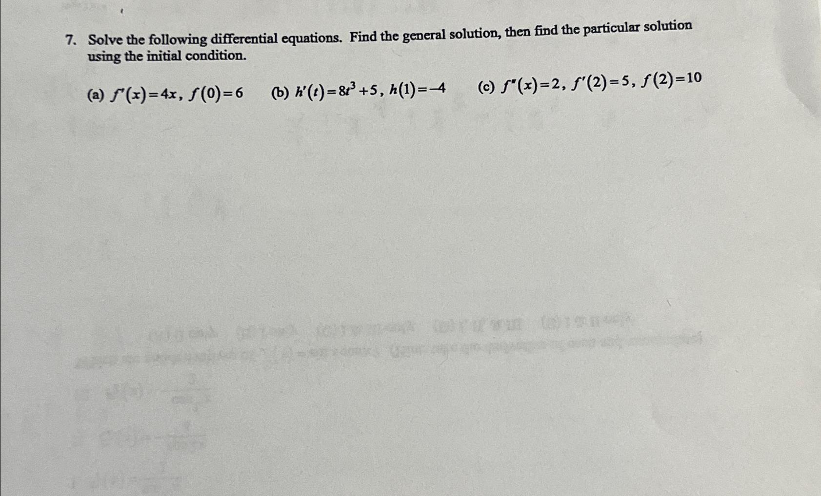 Solved Solve the following differential equations. Find the | Chegg.com