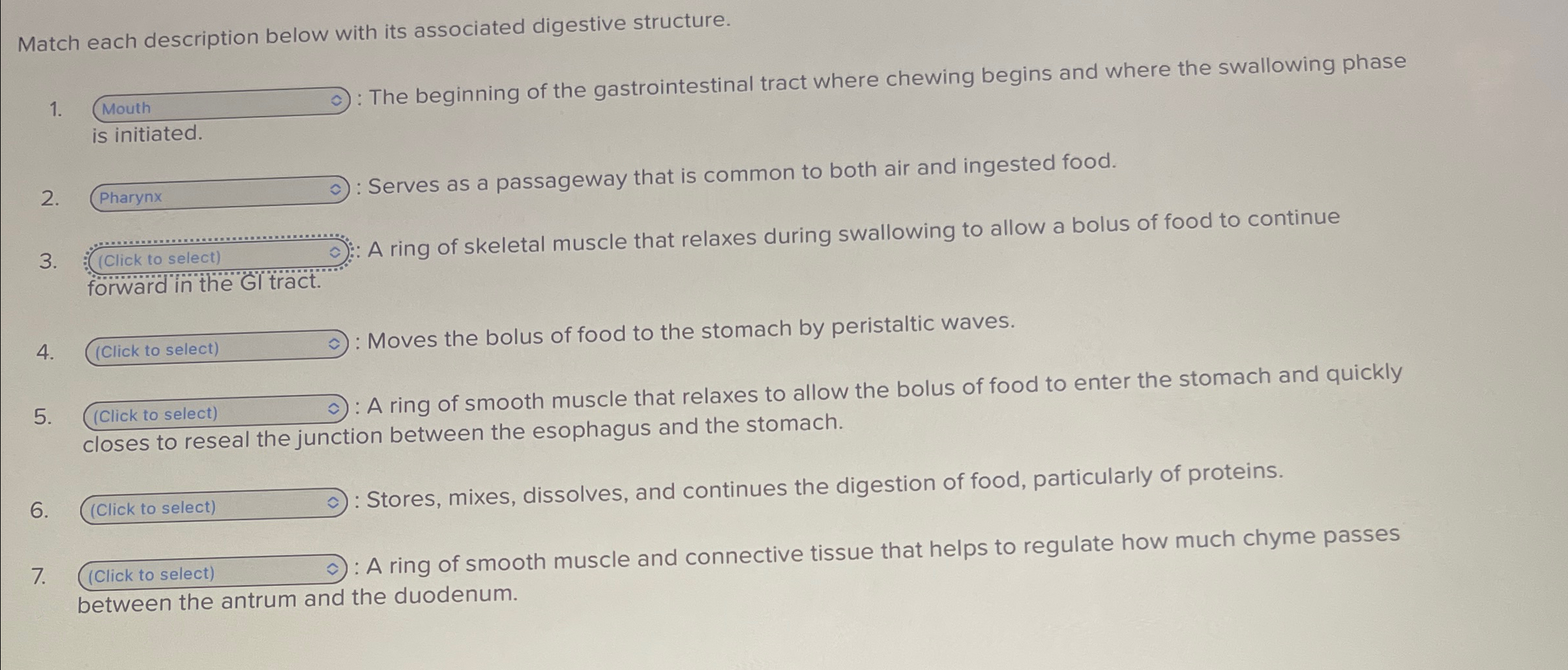 Solved Match each description below with its associated | Chegg.com