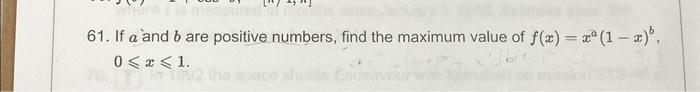 Solved 61. If a and b are positive numbers, find the maximum | Chegg.com
