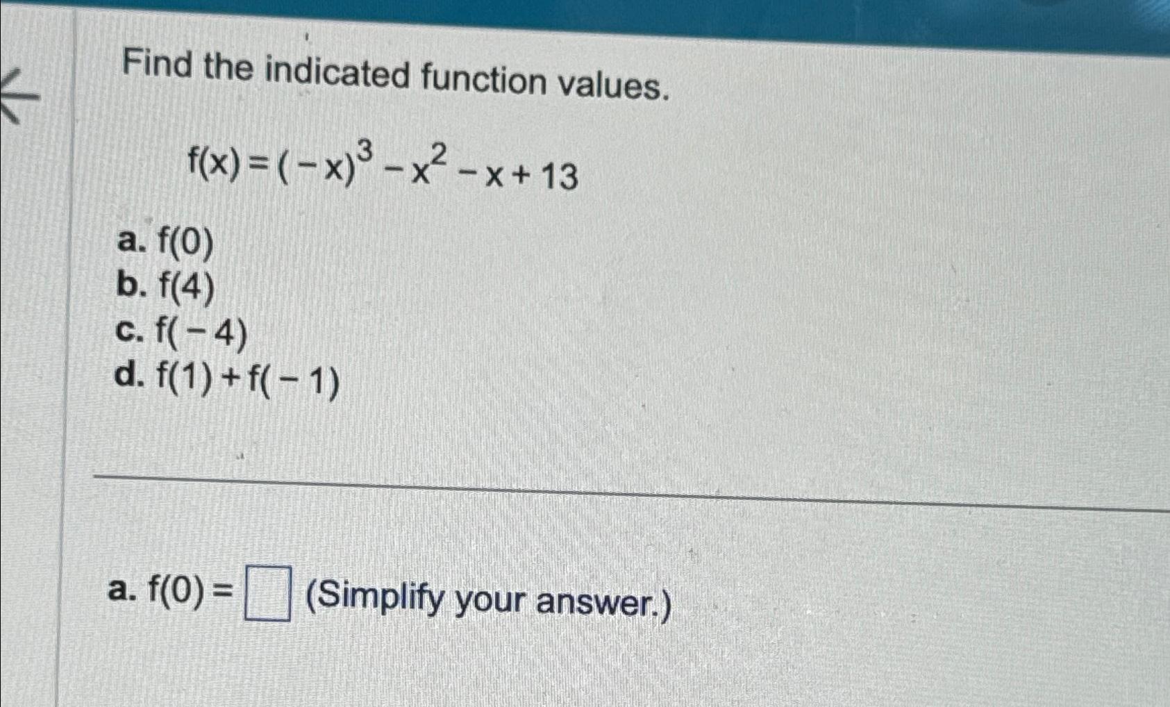 Solved Find the indicated function | Chegg.com