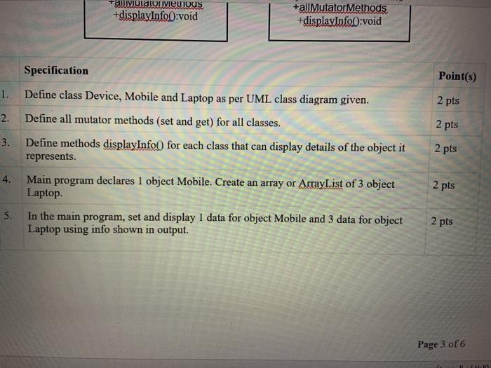 Solved 1. Based on the UML class diagram and specification | Chegg.com