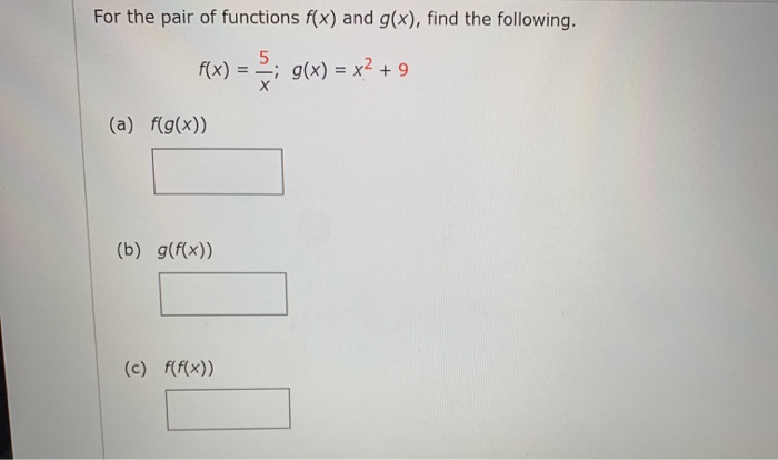 Solved For the pair of functions f(x) and g(x), find the | Chegg.com