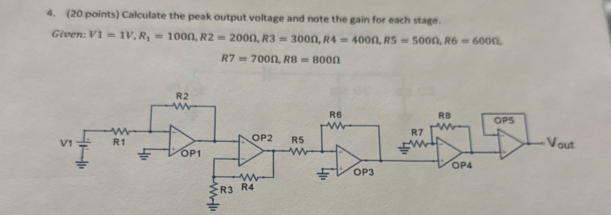 Solved ( 20 ﻿points) ﻿Calculate the peak output voltage and | Chegg.com