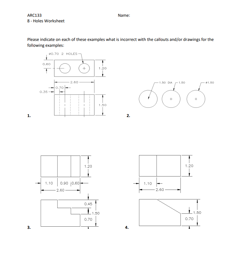 Solved ARC133 ﻿Name: 8 - ﻿Holes Worksheet Please indicate on | Chegg.com