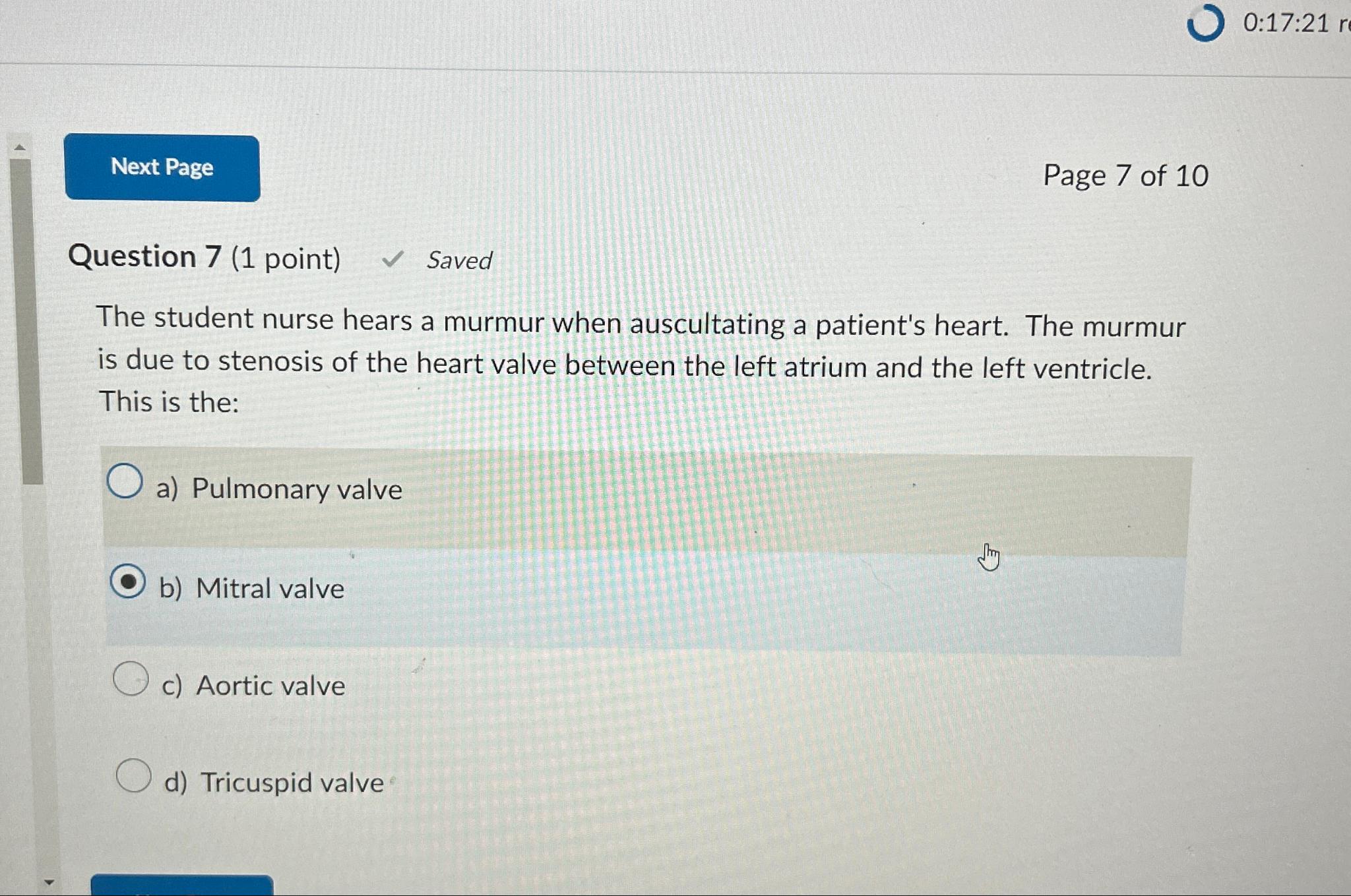 Solved 0:17:21Page 7 of 10Question 7 (1 point) SavedThe | Chegg.com Solved 0:17:21Page 7 of 10Question 7 (1 point) SavedThe | Chegg.com