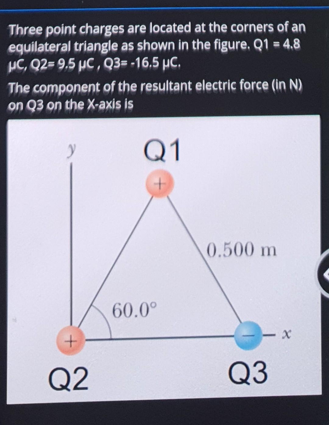 [Solved]: Three point charges are located at the c