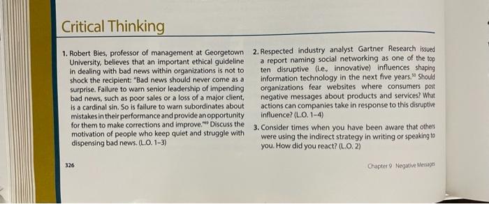 Solved Critical Thinking 1. Robert Bies, professor of | Chegg.com