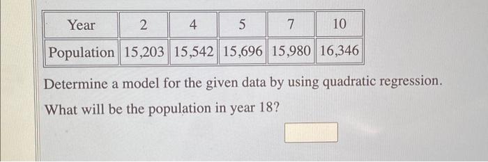 Solved Determine a model for the given data by using | Chegg.com