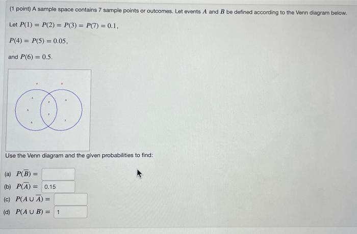 Solved (1 point) A sample space contains 7 sample points or | Chegg.com