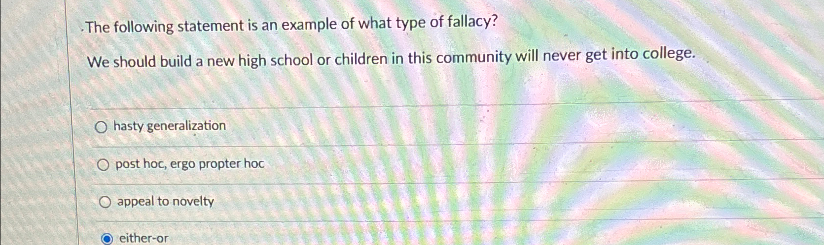 Solved The following statement is an example of what type of | Chegg.com