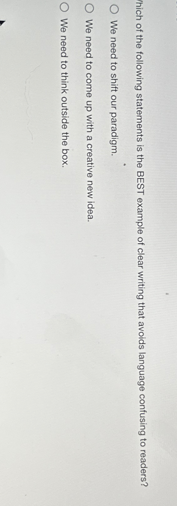 Solved hich of the following statements is the BEST example | Chegg.com