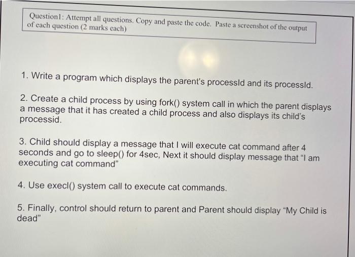 Solved Question 1: Attempt all questions. Copy and paste the | Chegg.com