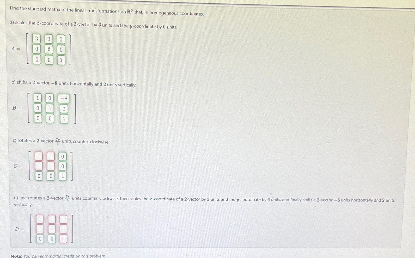 Solved Find the standard matrix of the linear | Chegg.com