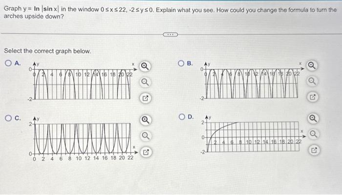Solved Graph y=ln∣sinx∣ in the window 0≤x≤22,−2≤y≤0. Explain | Chegg.com