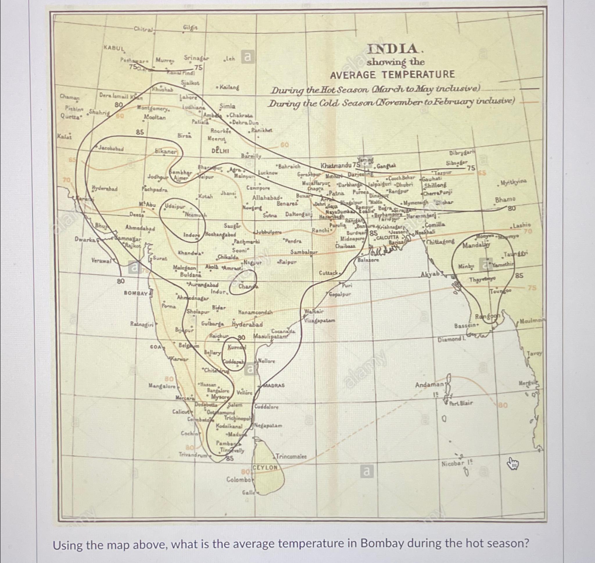 Solved Using the map above, what is the average temperature | Chegg.com