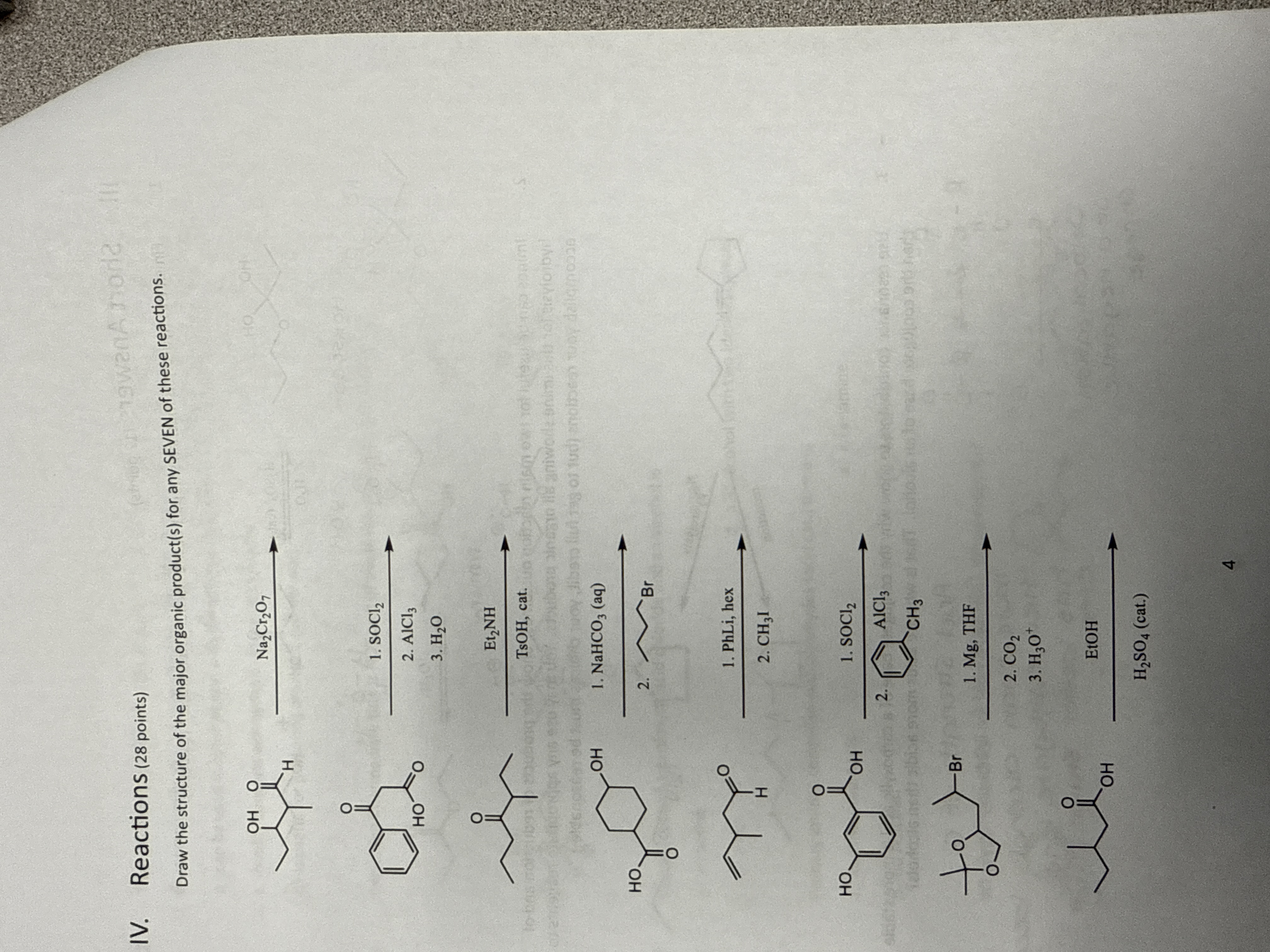 Solved IV. ﻿Reactions (28 ﻿points) ﻿Draw the structure of | Chegg.com