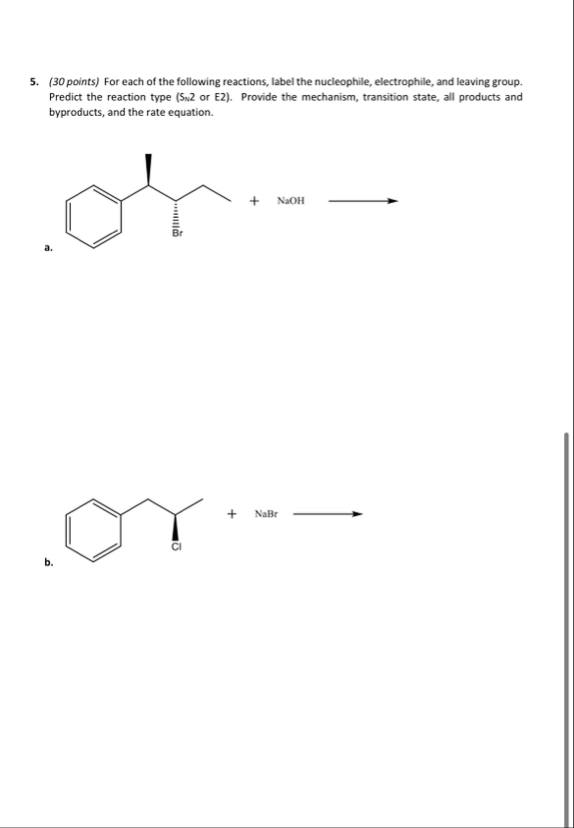 Solved ( 30 ﻿points) ﻿For each of the following reactions, | Chegg.com