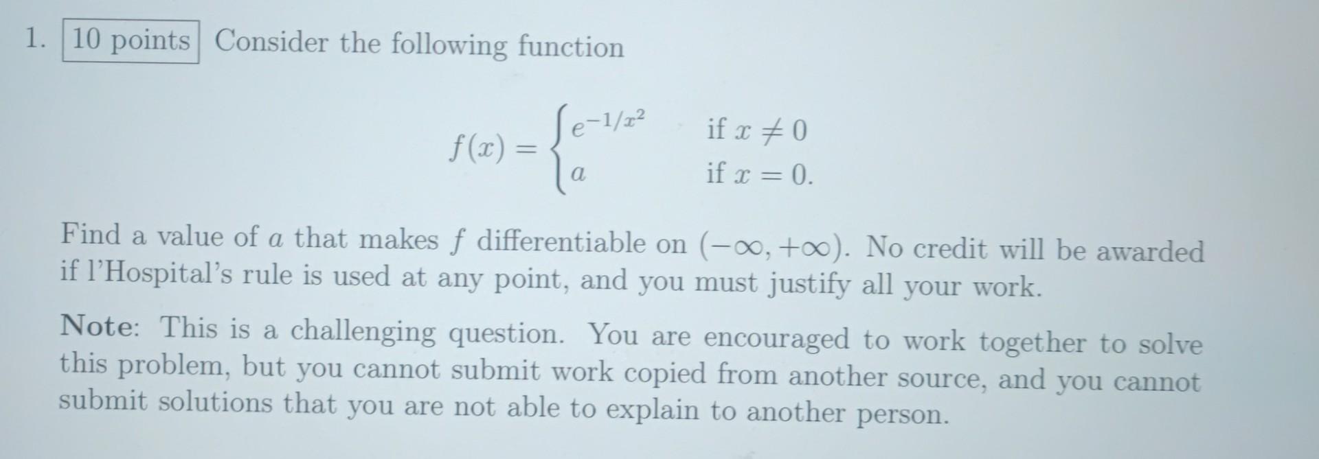 Solved 1. 10 points Consider the following function f(x)= 9 | Chegg.com