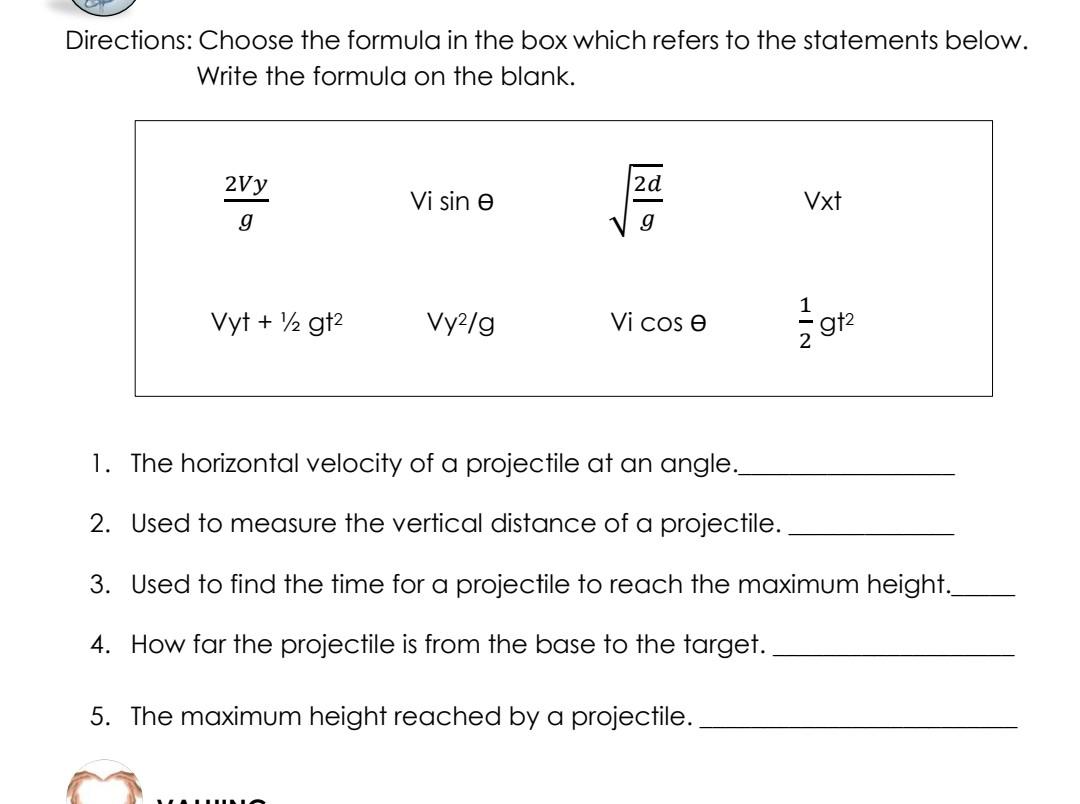 Solved Directions: Choose the formula in the box which | Chegg.com