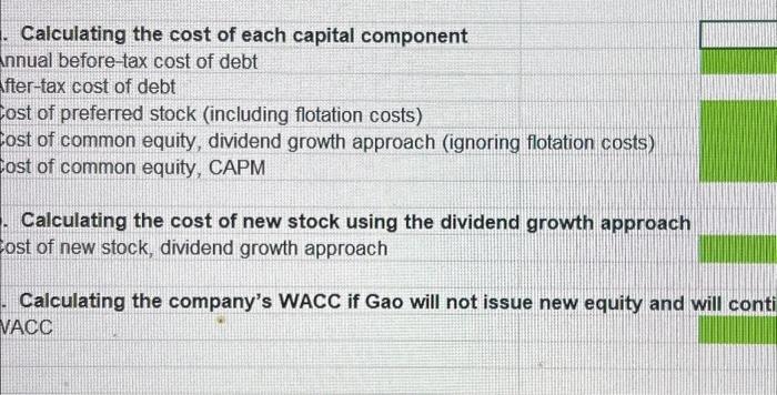 Solved Calculating the cost of each capital component | Chegg.com