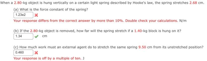 Solved hen a 2.80−kg object is hung vertically on a certain | Chegg.com